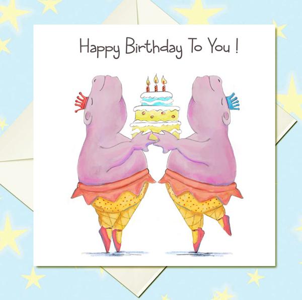 Purple Hippo Birthday Card – Mingoes