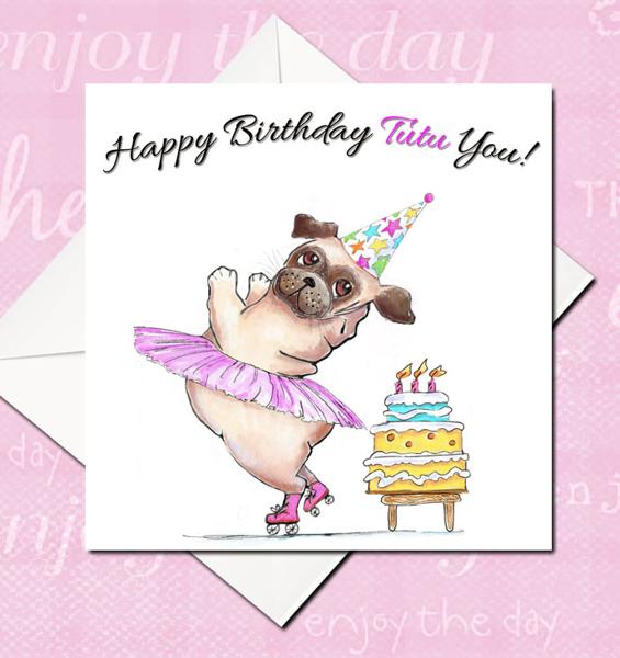 Cute Pug Birthday or Greeting card