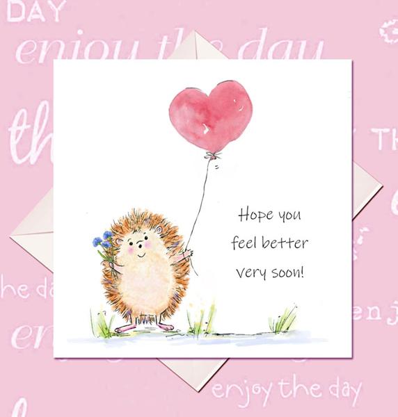 Get Well Card, Humerous Hedgehog Feel Better Soon Card – Mingoes